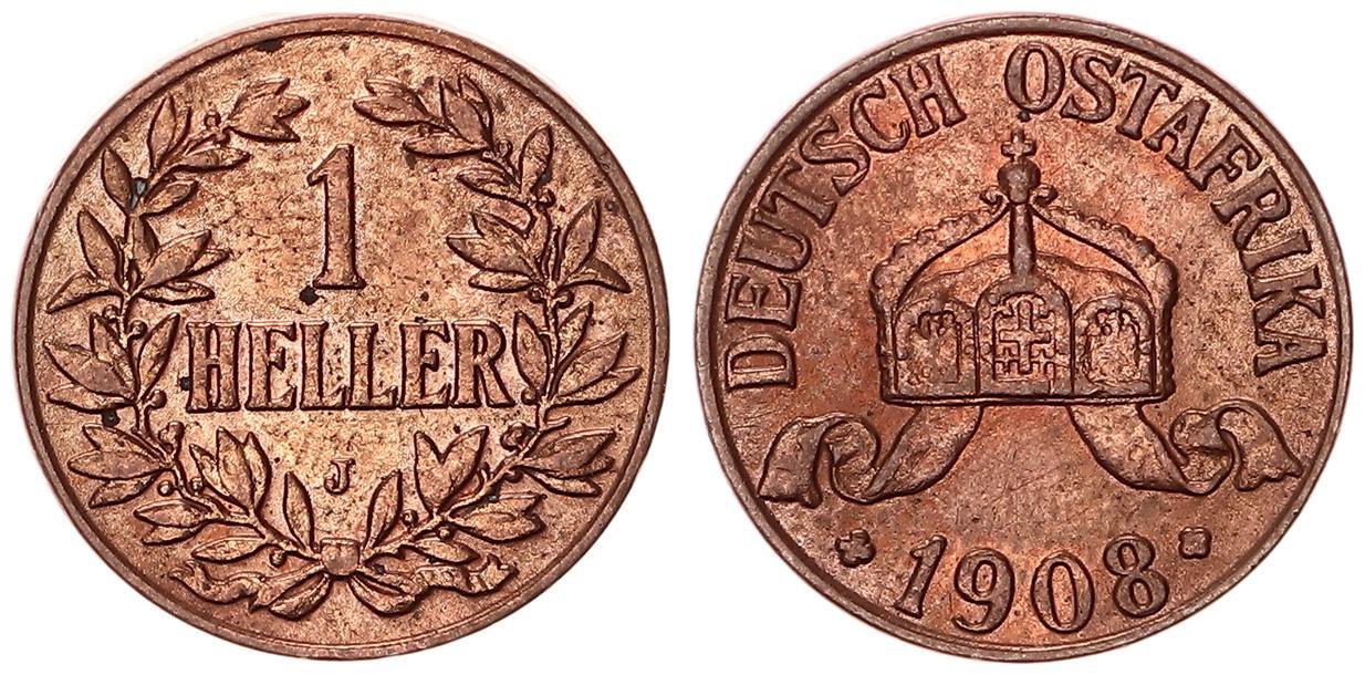 Kolonien Deutsch-Ostafrika 1 Heller 1908 J DOA vz-prfr. | MA-Shops
