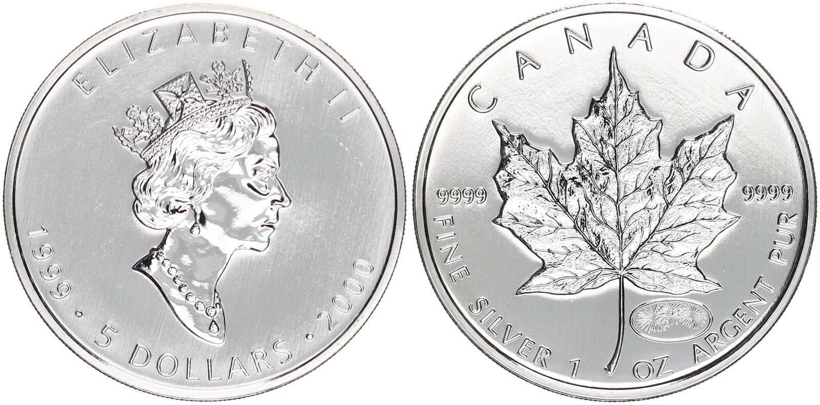 Kanada 5 Dollar Maple Leaf Privy Mark - Feuerwerk Neujahr 1999 2000, 1 ...