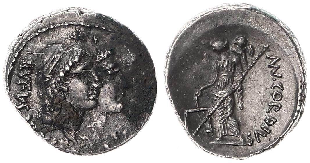 Antike / Römische Republik Denar 46 v.Chr Mn. Cordius Rufus. mit altem ...