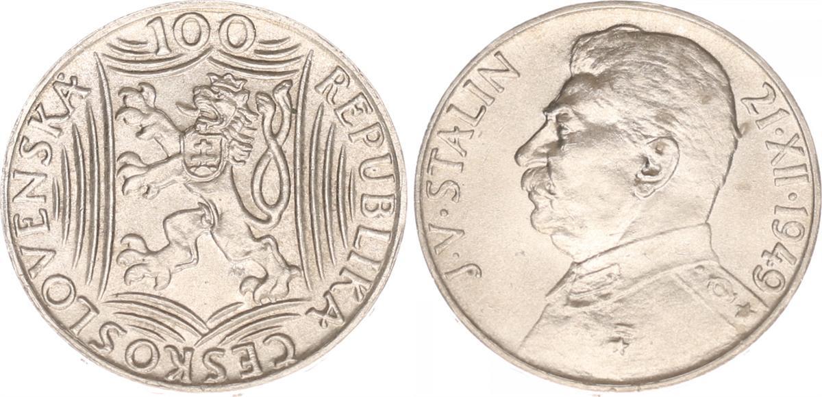 Tschechoslowakei 100 Korun 1949 Josef Stalin 70. Geburtstag prfr. | MA-Shops