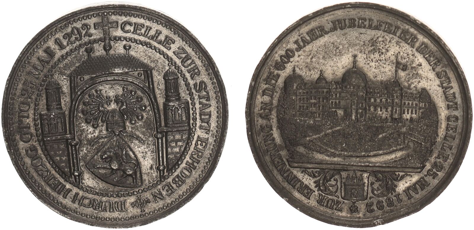 Medaille 1892 auf das 600. Jubiläum der Gründung der Stadt Celle durch ...