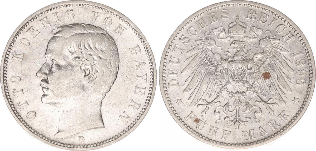 Deutsches Kaiserreich - Bayern 5 Mark 1896 D König Otto ss | MA-Shops