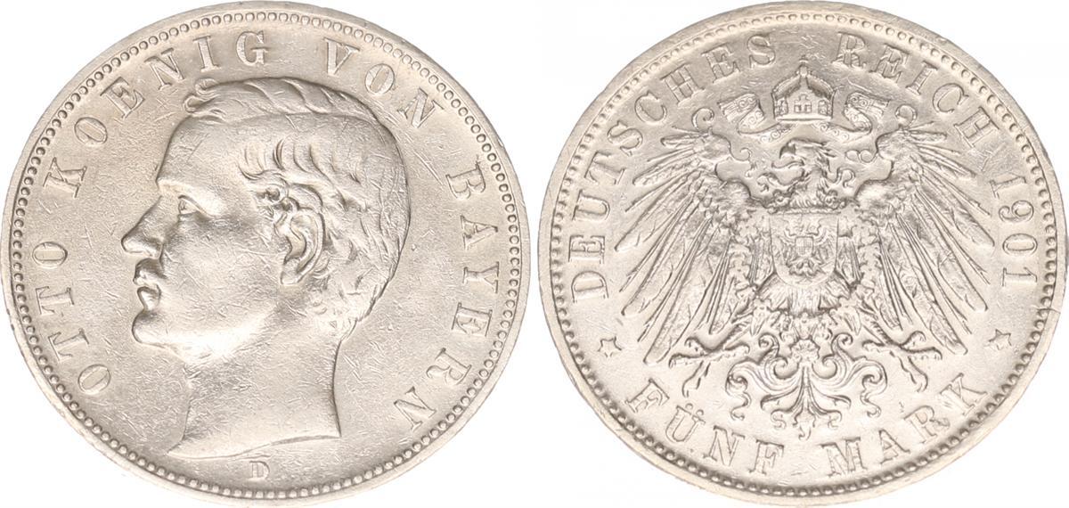 Deutsches Kaiserreich - Bayern 5 Mark 1901 D König Otto ss+ | MA-Shops