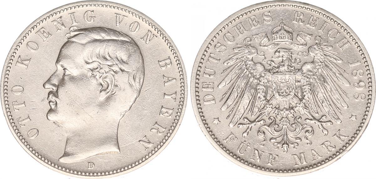 Deutsches Kaiserreich - Bayern 5 Mark 1898 D König Otto ss+ | MA-Shops