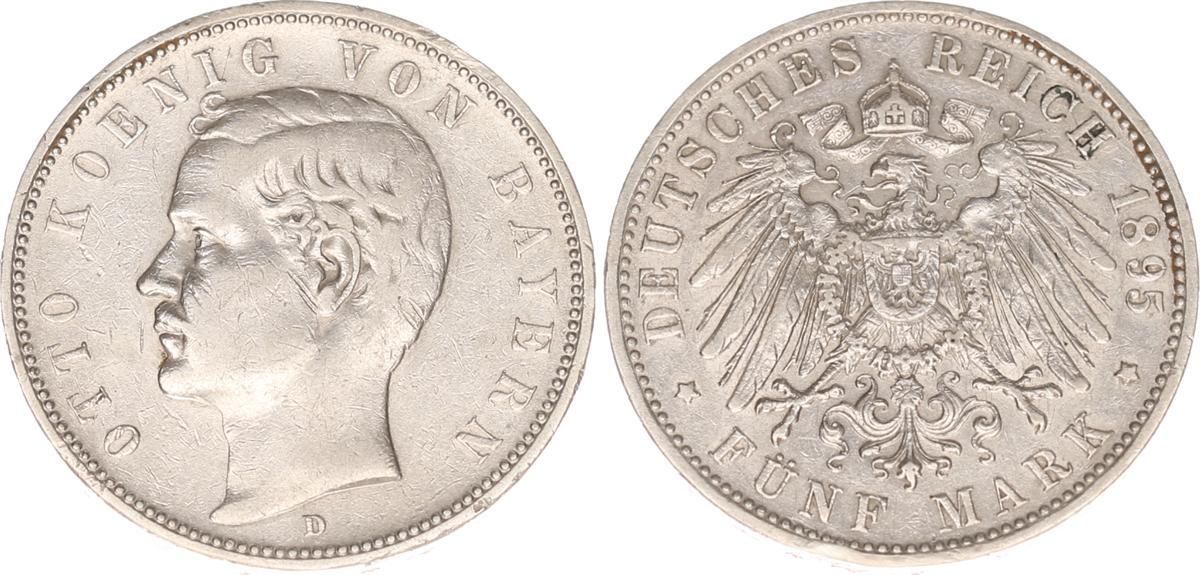 Deutsches Kaiserreich - Bayern 5 Mark 1895 D König Otto ss | MA-Shops
