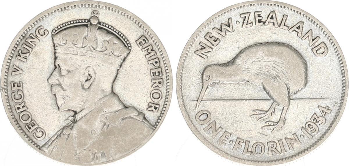 Neuseeland 1 Florin 1954 George VI. ss, sehr schön | MA-Shops
