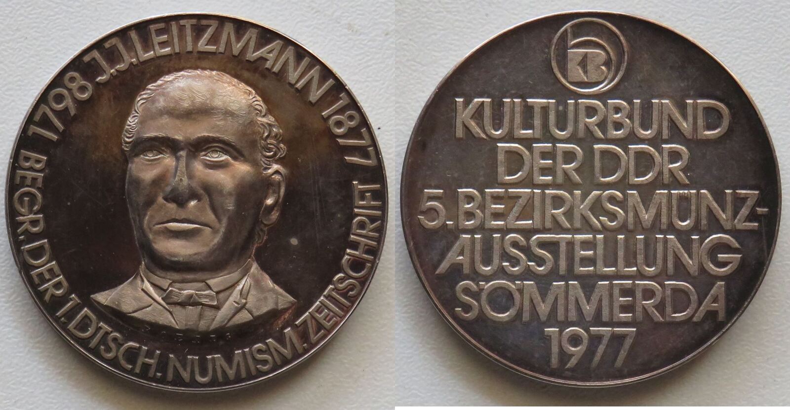 Helmut König Kupfermedaille 1977 J.J. Leitzmann, Kulturbund der DDR, 5 ...