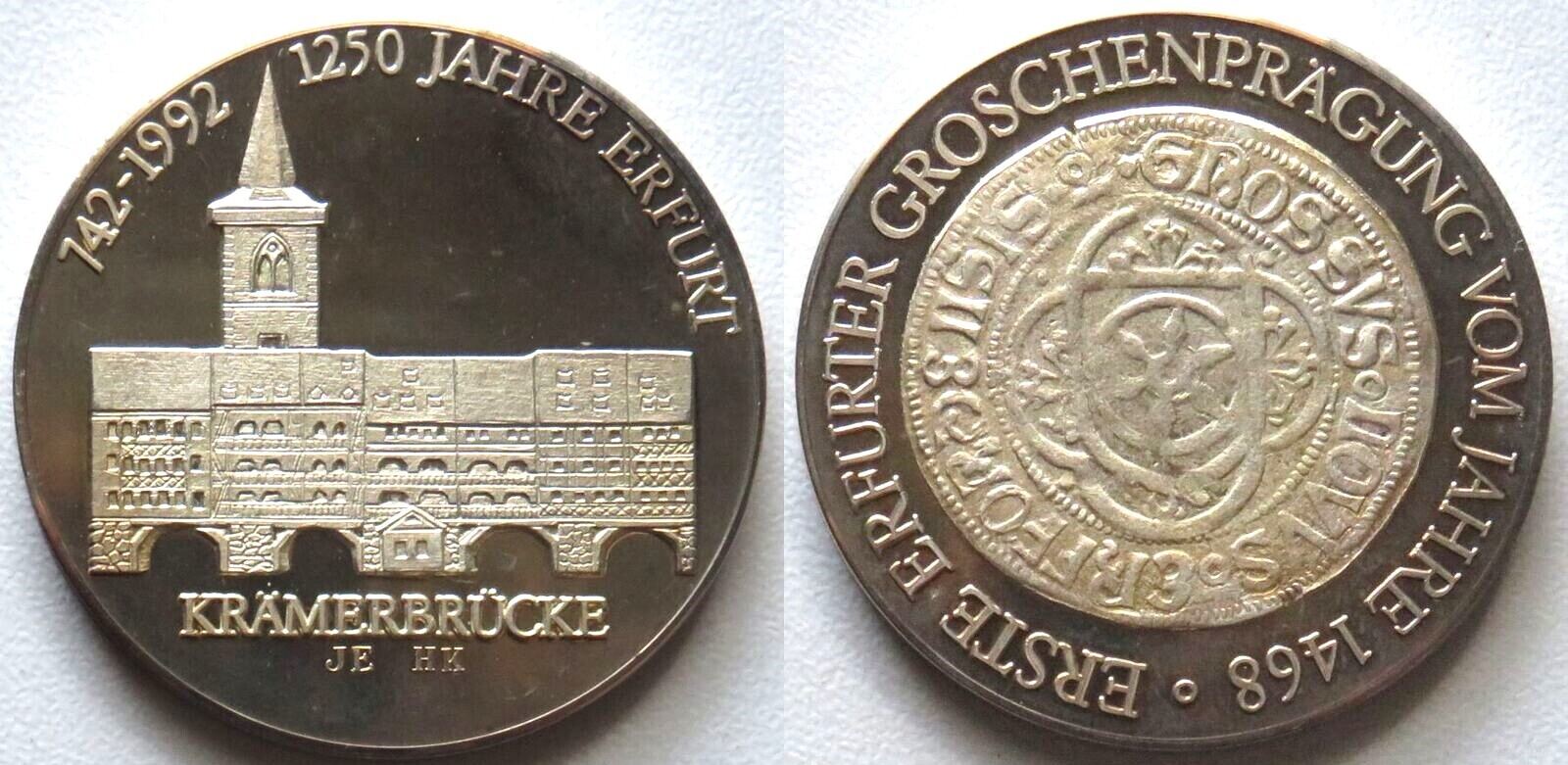 Helmut König Silbermedaille 1992 1250 Jahre Erfurt, Krämerbrücke, fast ...