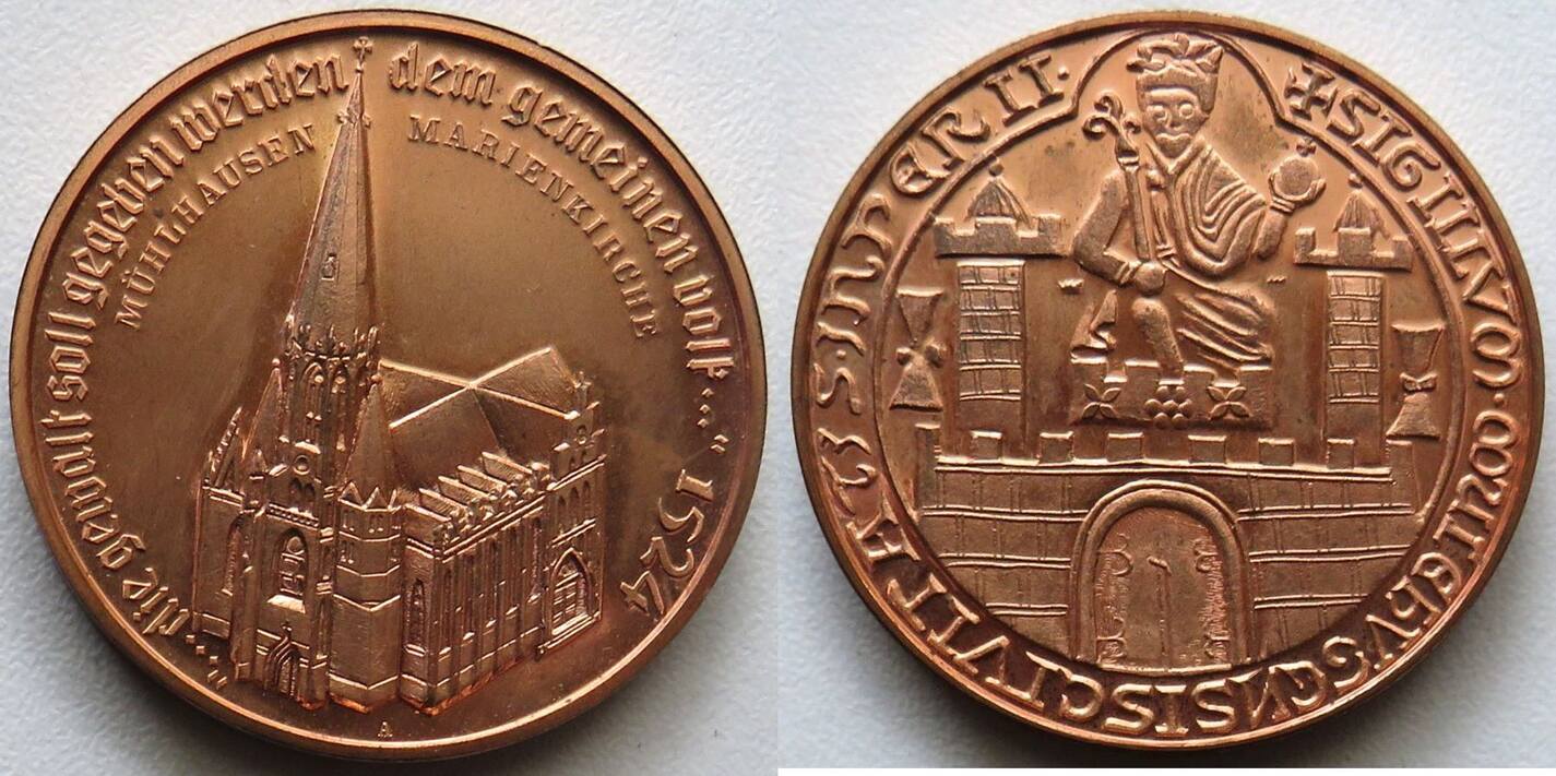 Helmut König Bronzemedaille o.J. Marienkirche Mühlhausen etwas fleckig ...