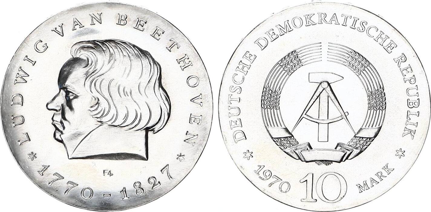 Deutschland - DDR 10 Mark Silber 1970 A Ludwig von Beethoven ...