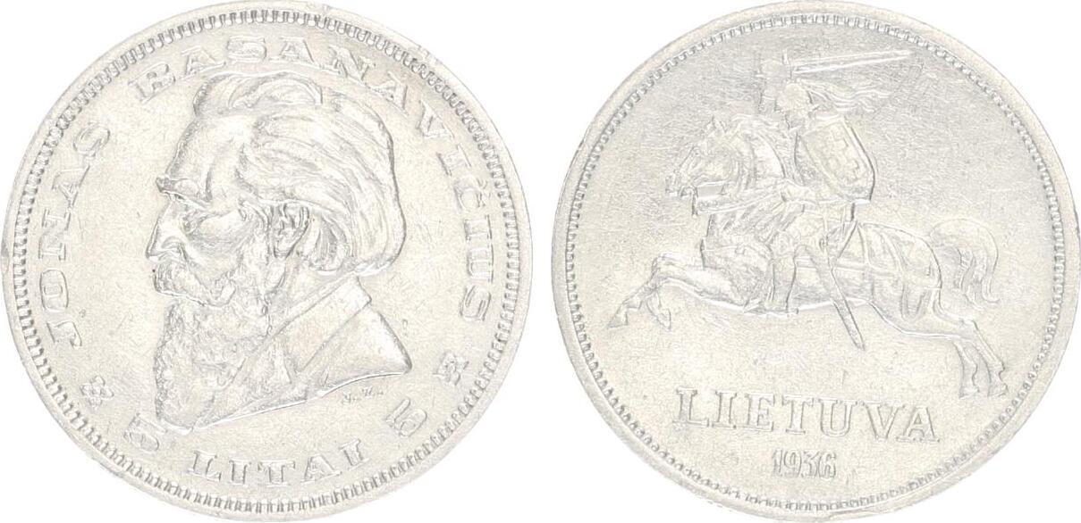 Litauen 5 Litai 1936 erste Republik - Jonas Basanavicius vz | MA-Shops