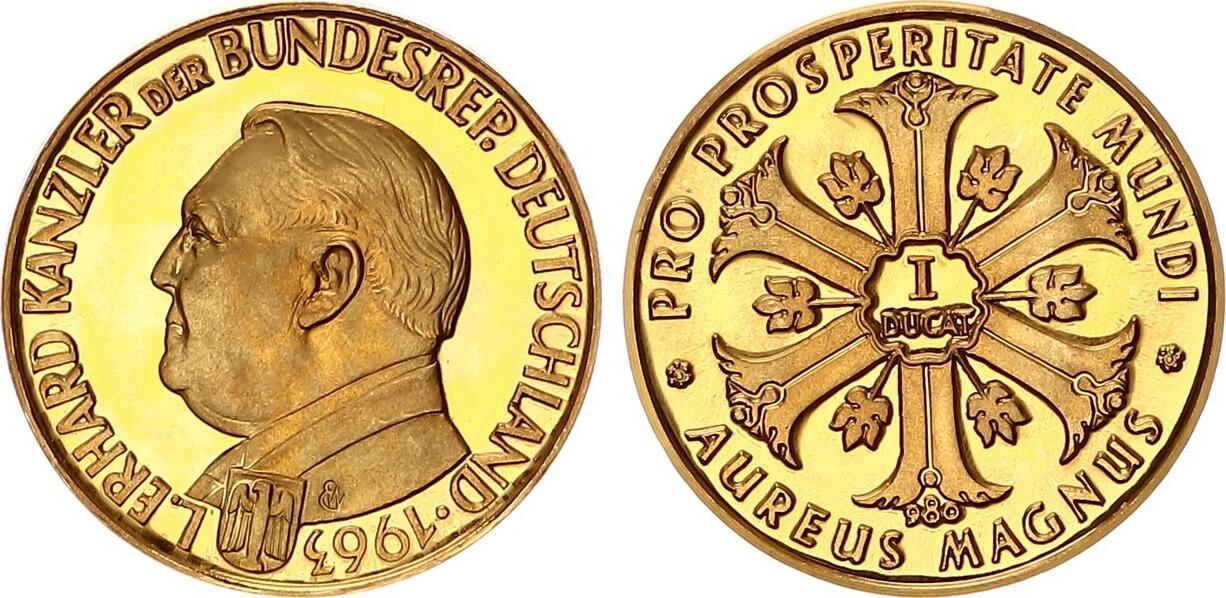 Österreich 1 Dukat Gold 980 1963 Aureus Magnus Serie Ludwig Erhard PP ...