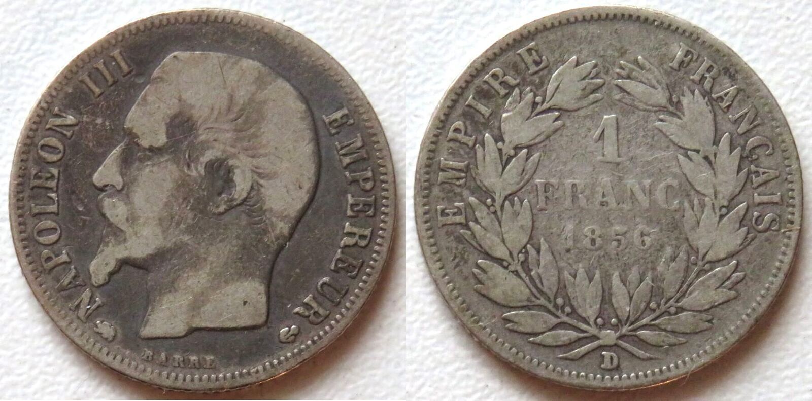 Frankreich 1 Franc 1856 D-Lyon Napoleon III. (1852-1870), Silber fast ...