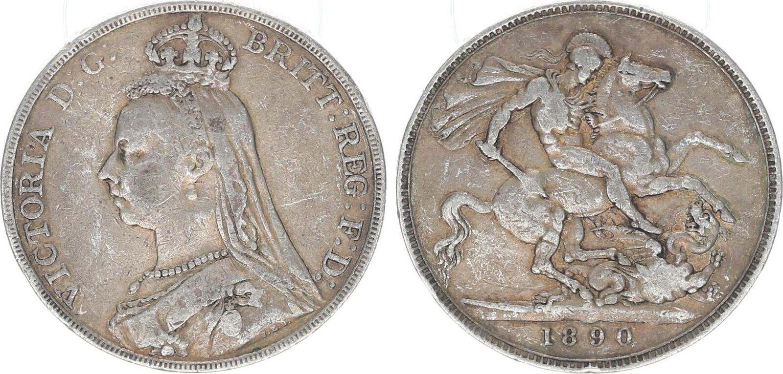 Großbritannien 1 Crown 1890 Victoria fast ss, Patina | MA-Shops