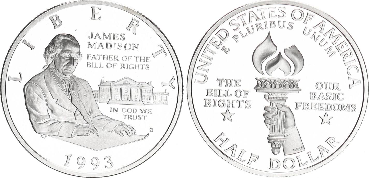 USA Half Dollar 1993 S James Madison - Vater der Bill of Rights PP ...