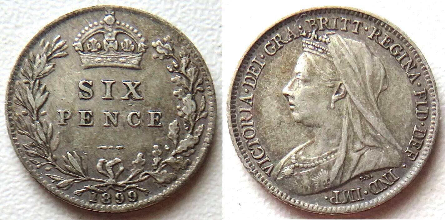Großbritannien 6 Pence 1899 Victoria (1837 - 1901) sehr schön ...