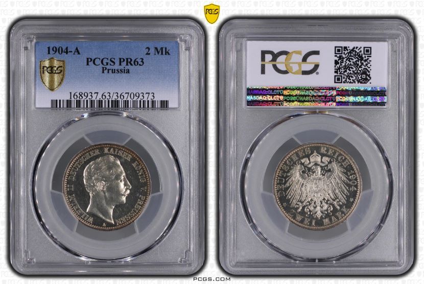 Prussia 2 Mk 1904-A Preußen 2 Mark 1904 A Wilhelm II. Polierte Platte ...