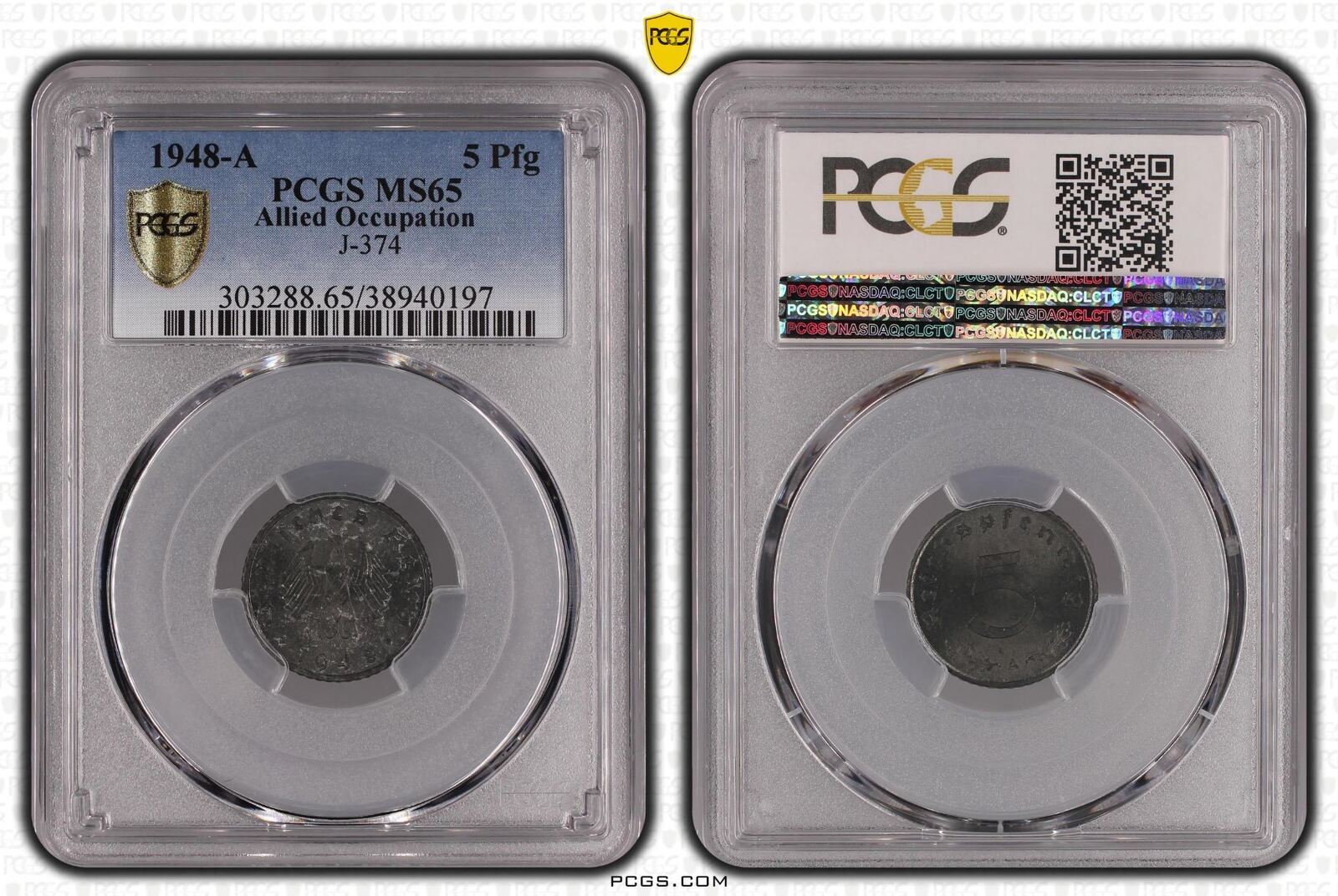 Allied Occupation 1948-A Alliierte Besetzung 5 Pfennig 1948 A Stempelglanz PCGS zertifiziert ...