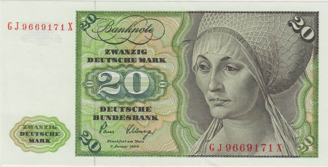 Deutschland 20 DM Banknote 1980 kassenfrisch | MA-Shops