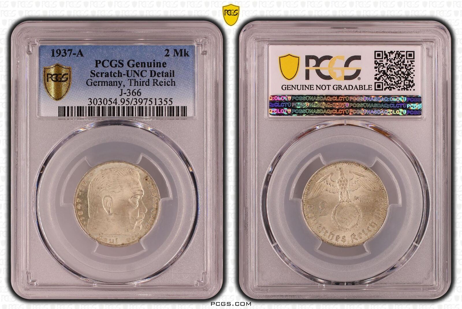 Germany, Third Reich 1937-A Drittes Reich 2 Mark Paul von Hindenburg ...