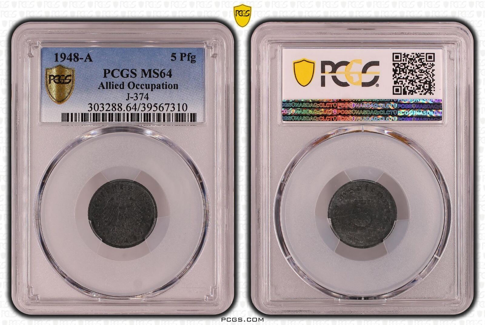 Allied Occupation 1948-A Alliierte Besetzung 5 Pfennig 1948 A prfr.-St. PCGS MS64 | MA-Shops