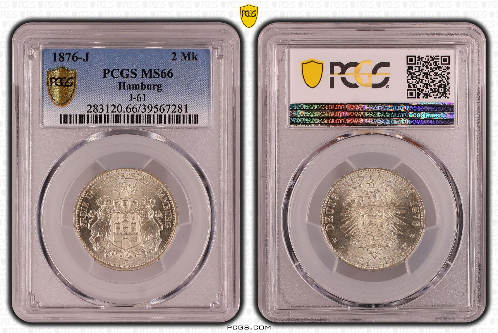 Hamburg - Deutsches Kaiserreich 1876-J Kaiserreich Hamburg 2 Mark 1876 J Hamburg Mint PCGS ...