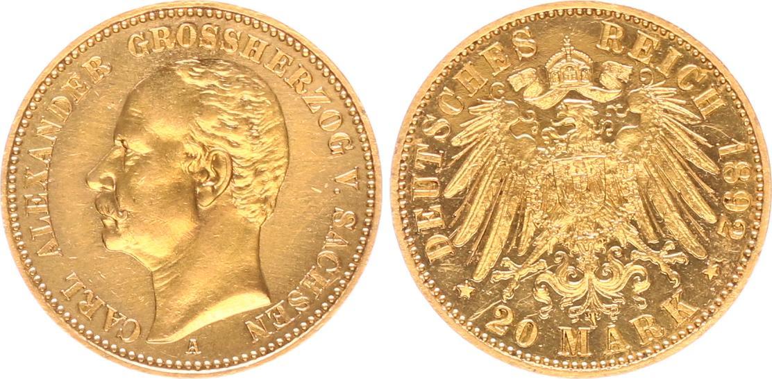 Deutschland / Sachsen-Weimar-Eisenach 20 Mark Gold Kaiserreich Sachsen ...