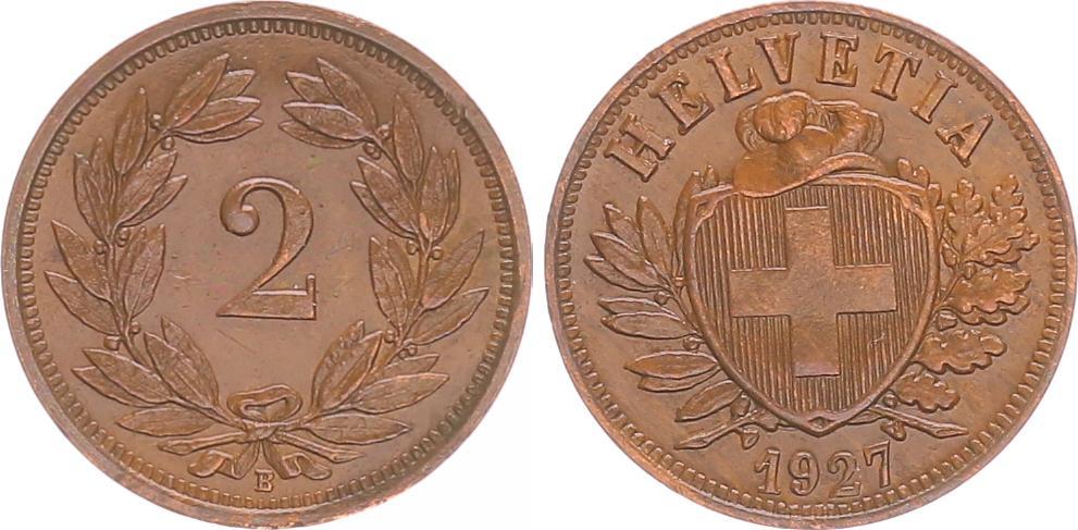 Schweiz 2 Rappen 1927 vz vorzüglich | MA-Shops