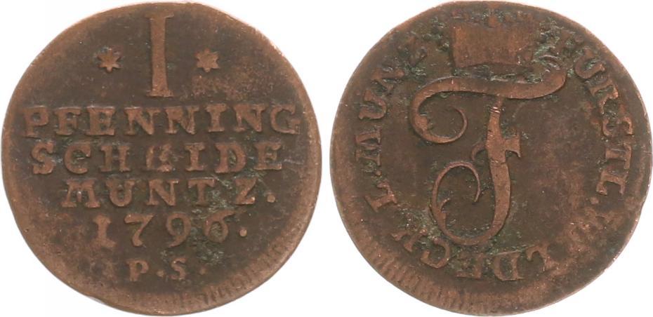 Altdeutschland / Waldeck Waldeck 1 Pfennig 1796 f.ss fast sehr schön ...