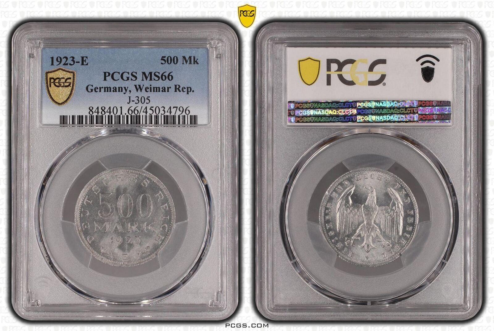 Germany, Weimar Rep. 1923-E 500 Mark 1923 E Aluminium Stempelglanz ...