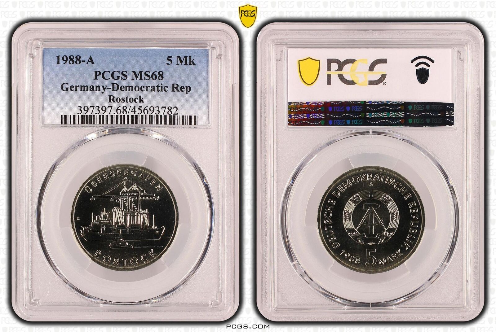 Deutschland - DDR 5 Mark 1988 A Überseehafen Rostock Deutsche ...