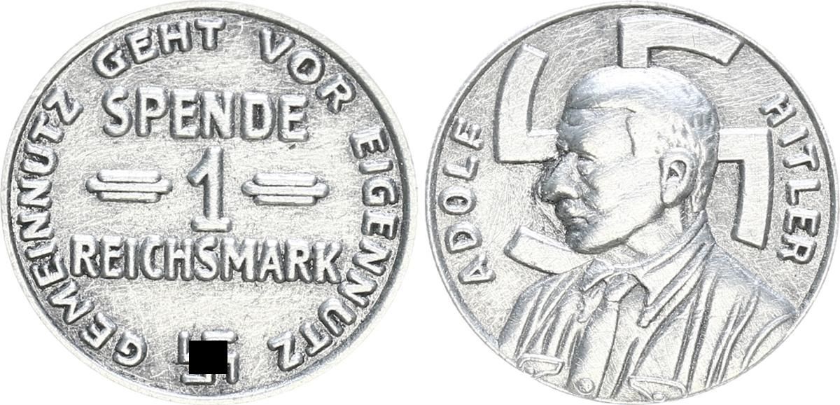 3. Reich Spende 1 Reichsmark, Adolf Hitler vz | MA-Shops