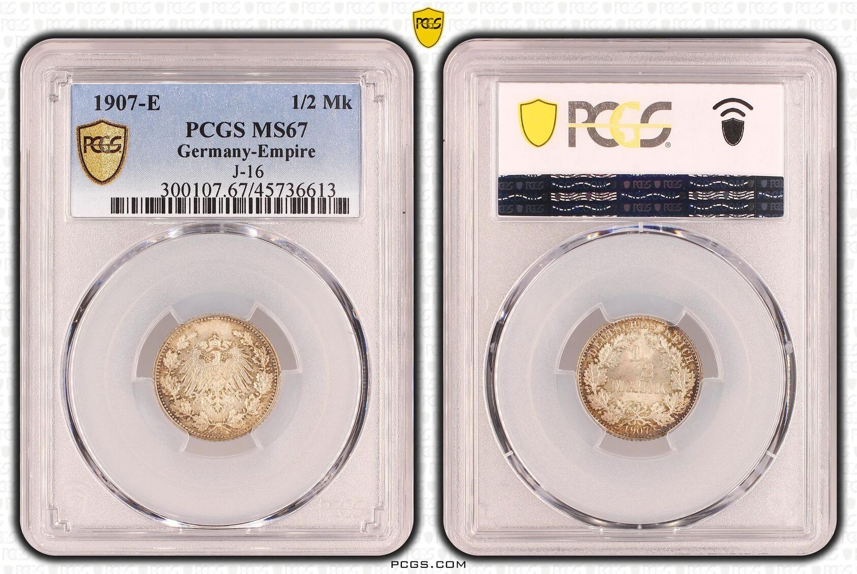 Germany-Empire 1907-E 1/2 Mark Silber J.16 1907 E Stempelglanz PCGS ...