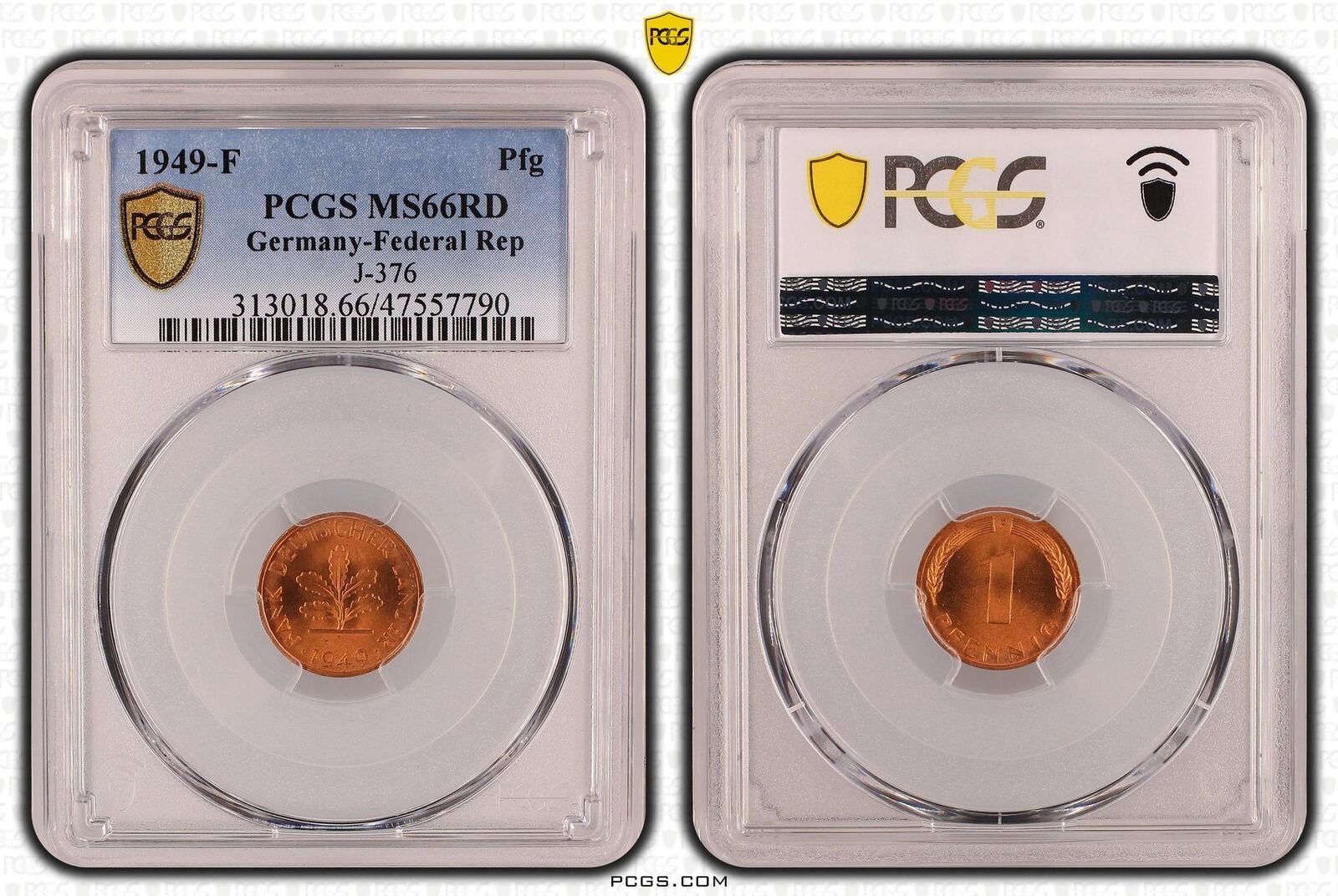 Germany-Federal Rep 1949 F 1 Pfennig Bank Deutscher Länder PCGS MS66RD ...