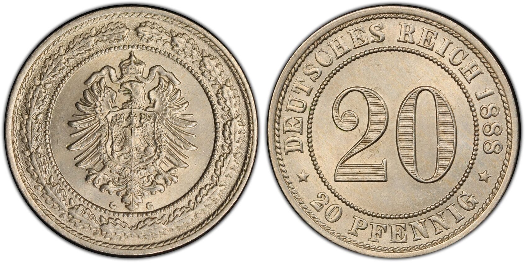 Germany-Empire 20 Pfennig 1888 G J-6 MS65 | MA-Shops