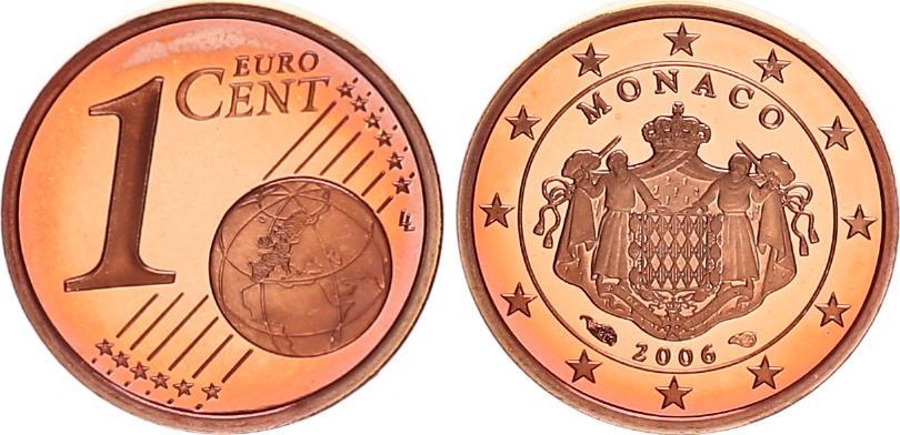 Monaco 1 Cent Kursmünze 2006 Polierte Platte in Münzkapsel. Seltenes ...