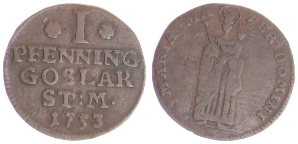 Goslar, Stadt 1753 Goslar 1 Pfennig ss | MA-Shops