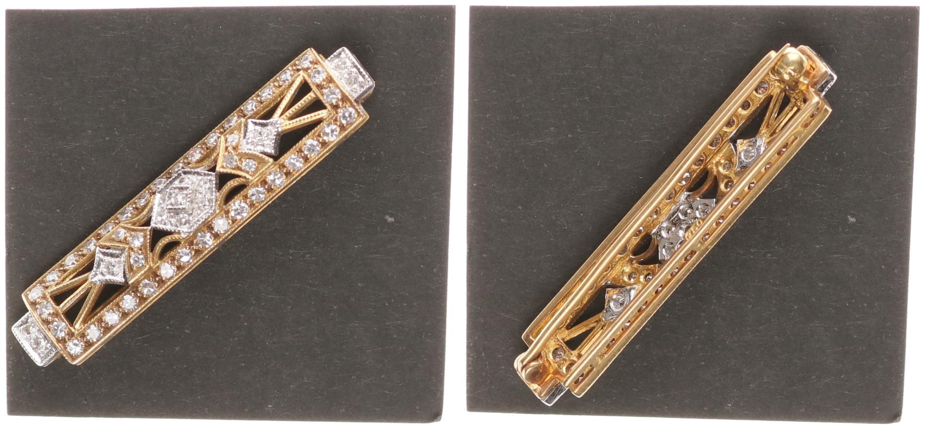 Brosche gold 750, mit saphir& Diamanten, 4,9g, ca. 4cm groß | MA-Shops