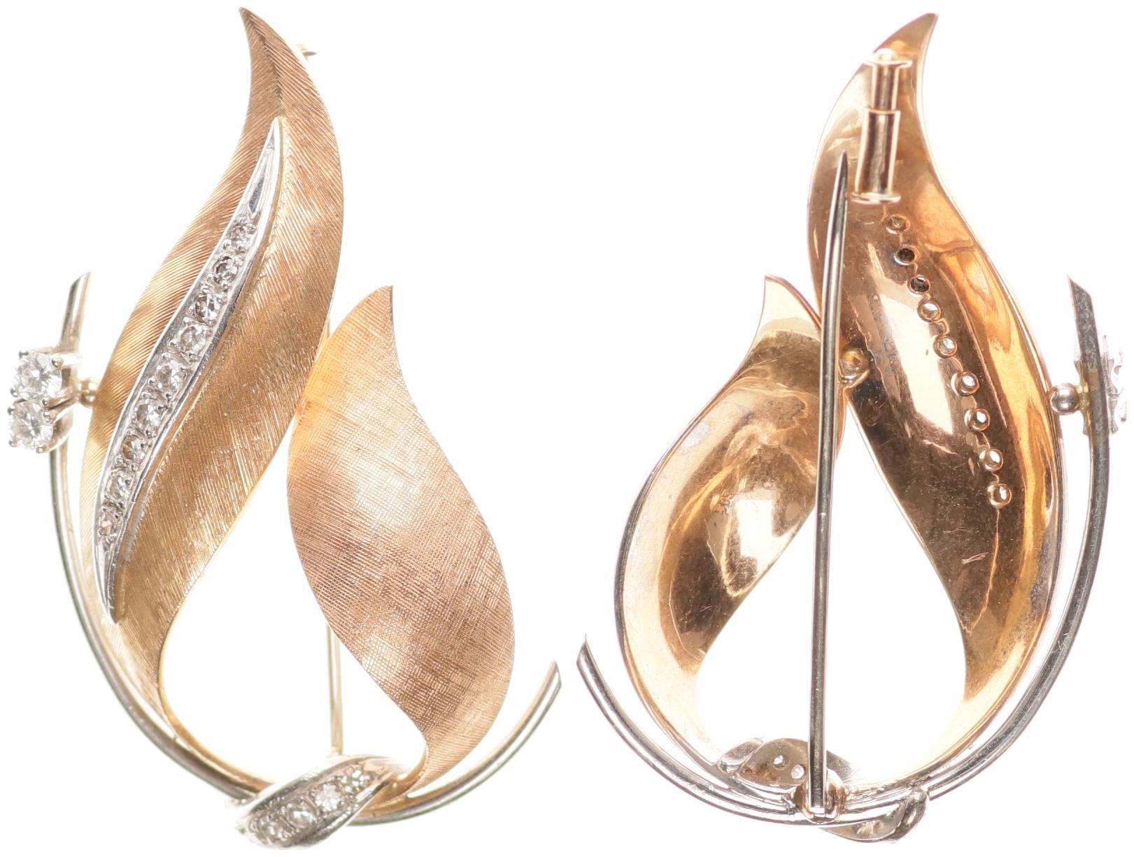 Brosche gold 585, mit Diamanten, 13,3g, ca. 5cm groß | MA-Shops