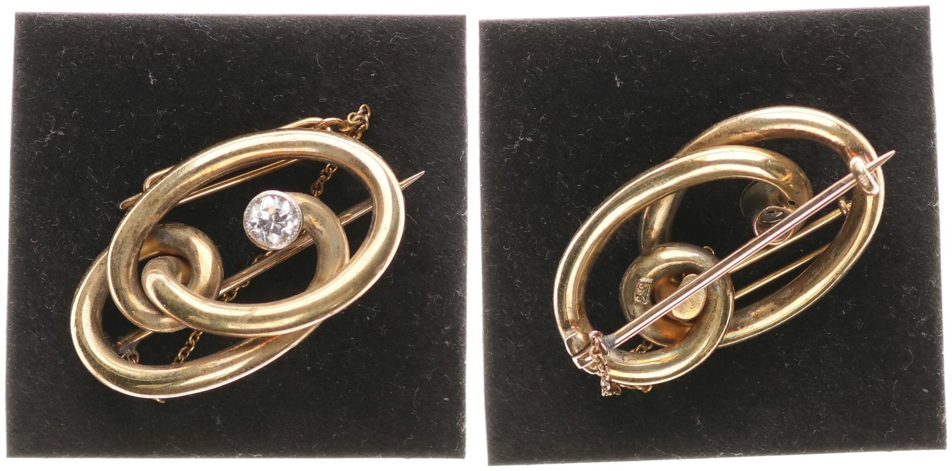 Brosche gold 585, mit Diamanten 0,4K, 4,4g, ca. 3,5cm groß | MA-Shops