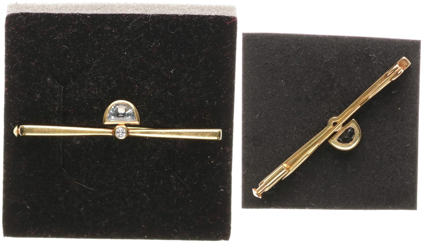 Brosche gold 585, mit Diamant & Aquamarin, 3,3g, ca. 4,5cm groß | MA-Shops