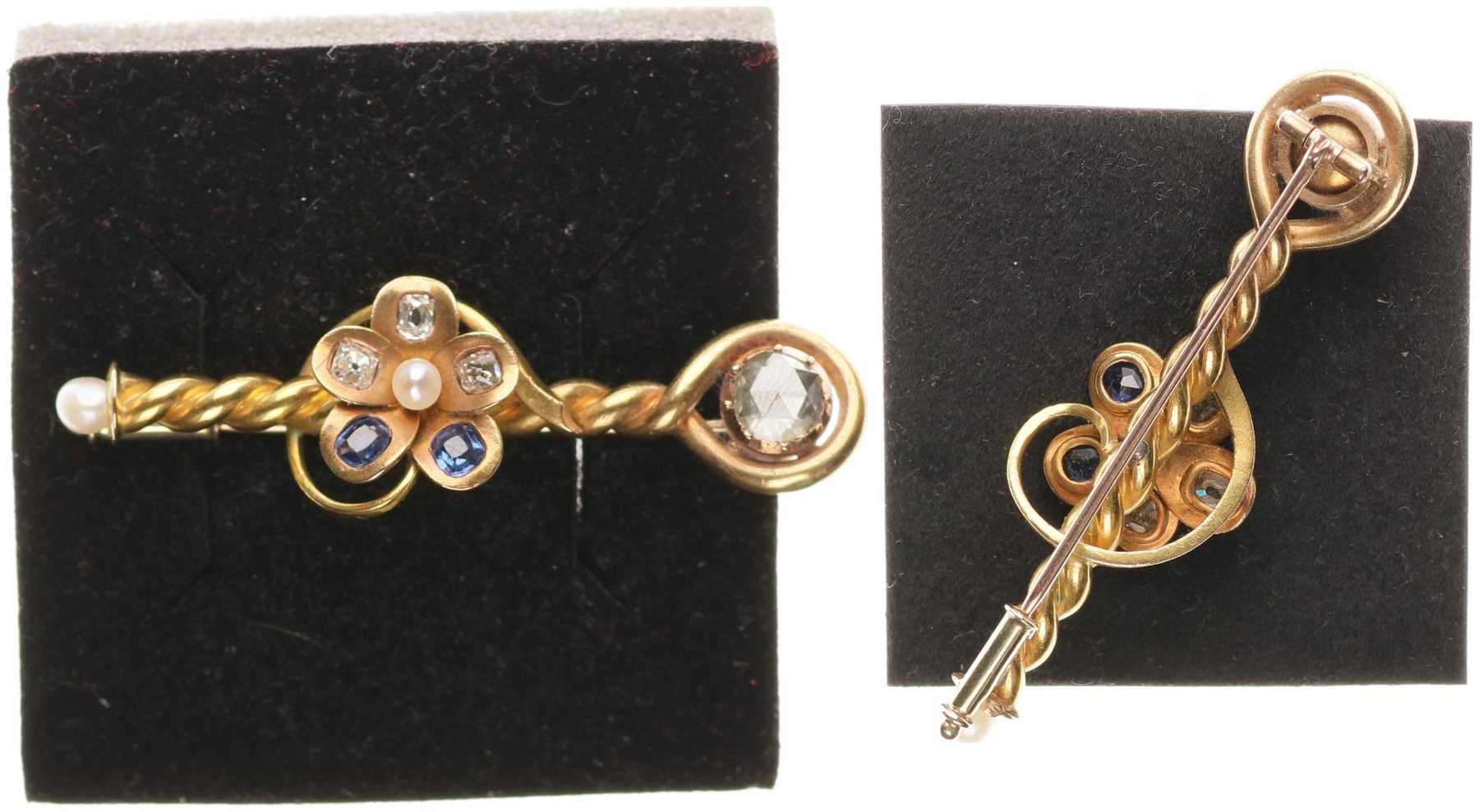 Brosche gold 585, mit Diamanten, 7g, ca. 6cm groß | MA-Shops