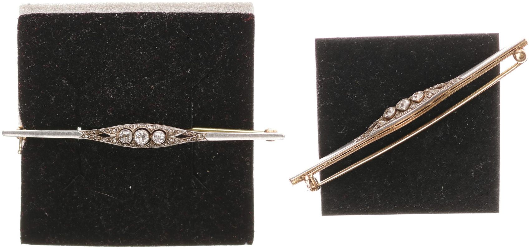 Brosche gold 585, mit Diamanten, 4,3g, ca. 6cm groß | MA-Shops