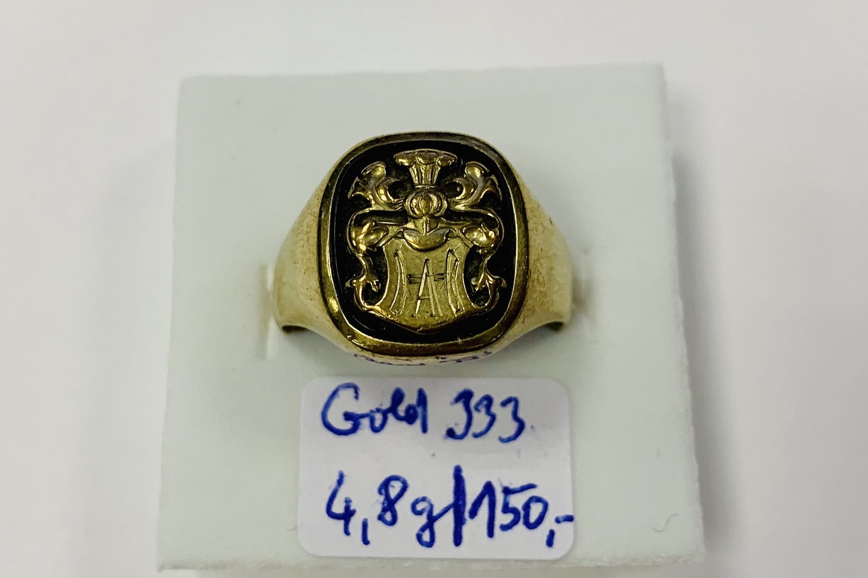 Ring, Gold 333, mit schwarzem Stein, 4,8g, 12,22g | MA-Shops