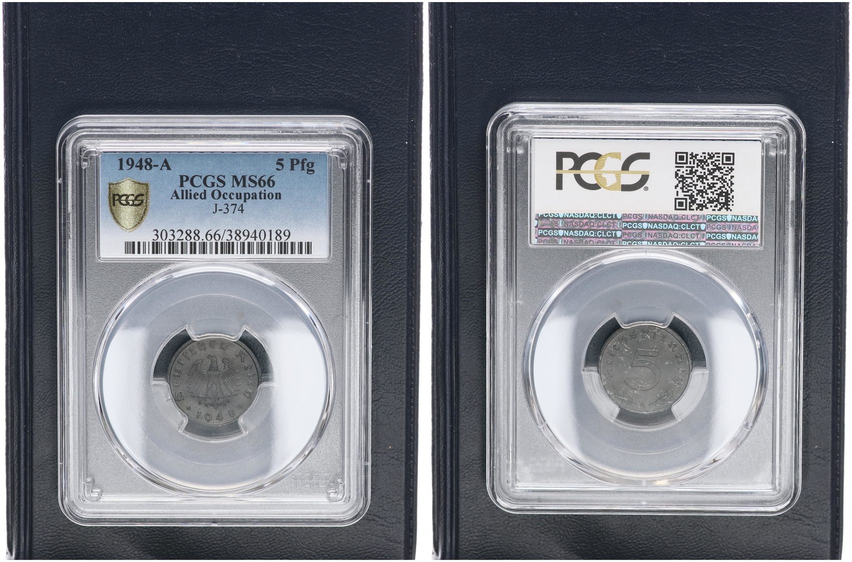 Allied Occupation 1948-A Alliierte Besetzung 5 Pfennig 1948 A Stempelglanz PCGS zertifiziert ...