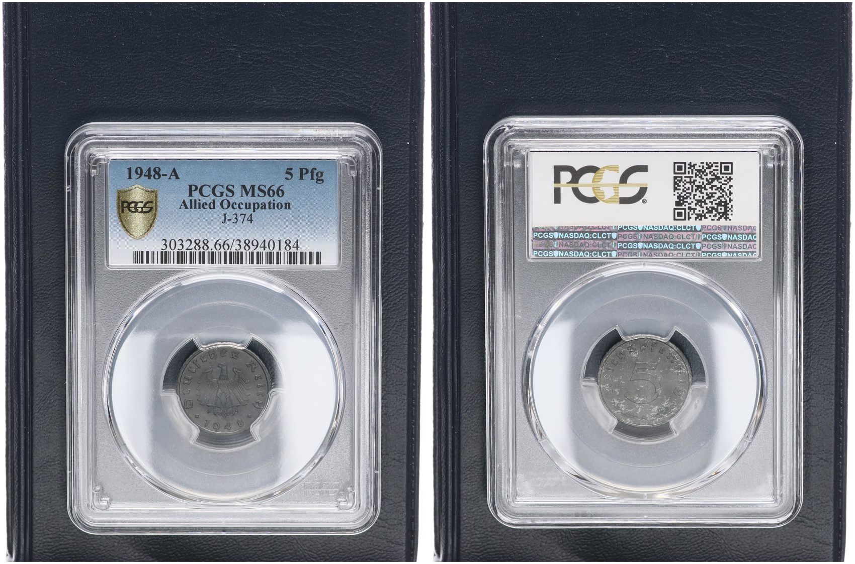 Allied Occupation 1948-A Alliierte Besetzung 5 Pfennig 1948 A Stempelglanz PCGS zertifiziert ...