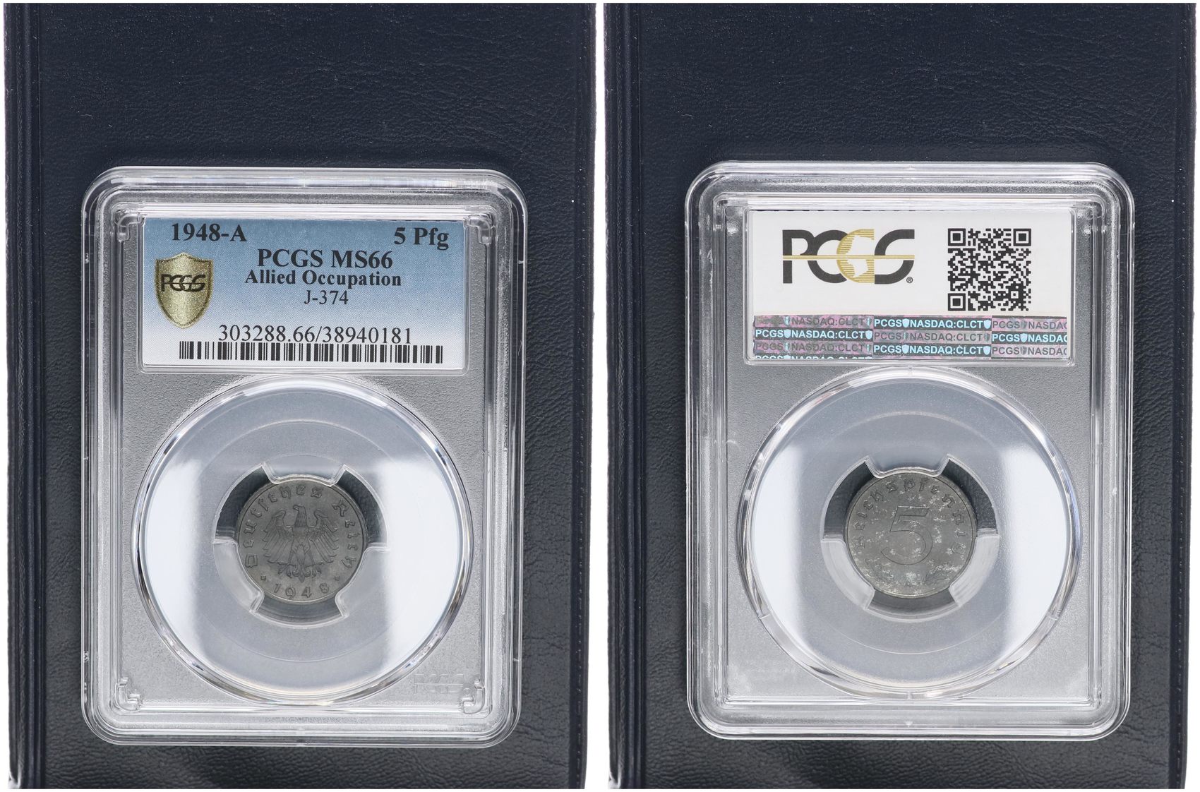 Allied Occupation 1948-A Alliierte Besetzung 5 Pfennig 1948 A Stempelglanz PCGS zertifiziert ...