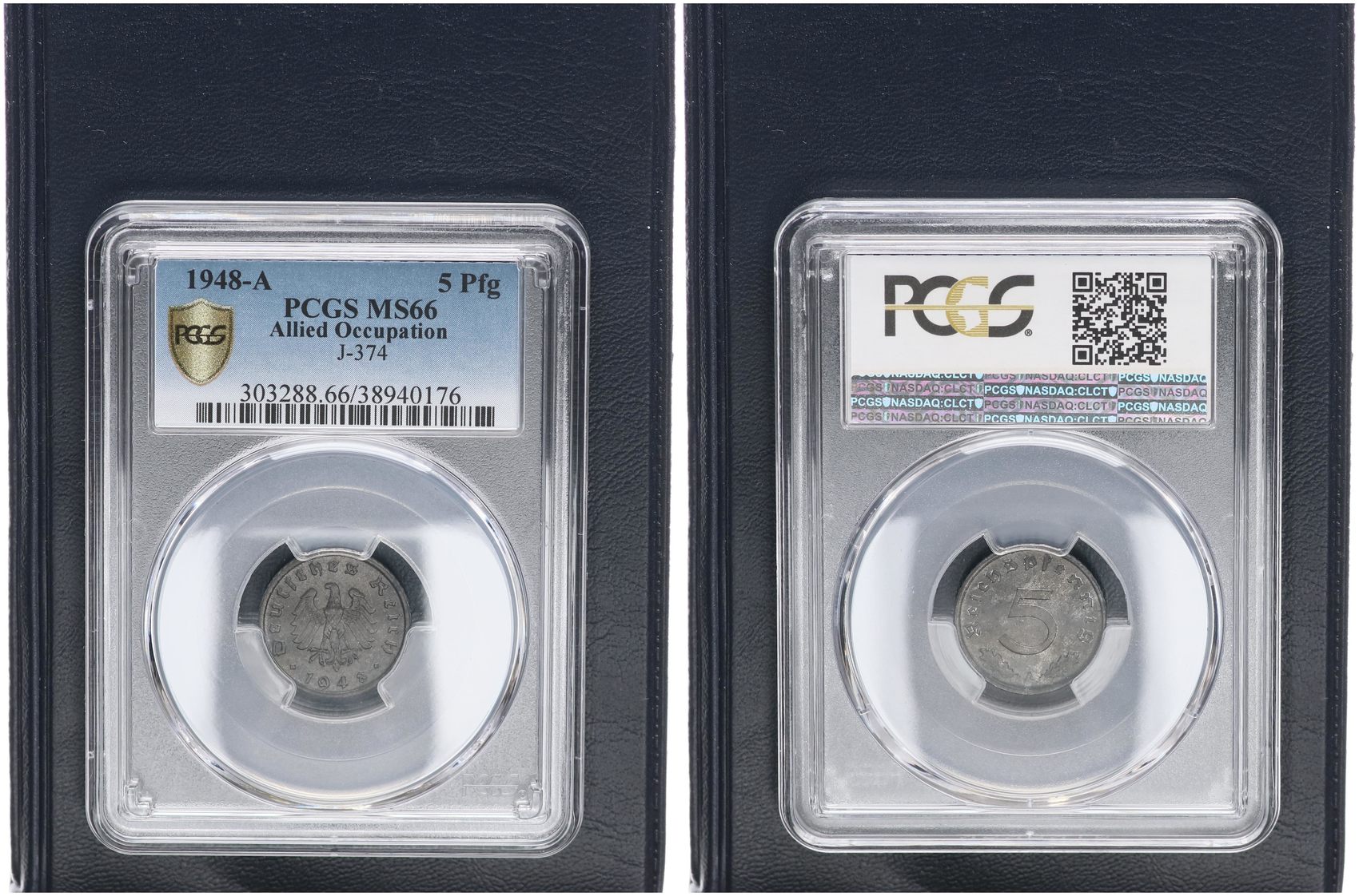 Allied Occupation 1948-A Alliierte Besetzung 5 Pfennig 1948 A Stempelglanz PCGS zertifiziert ...