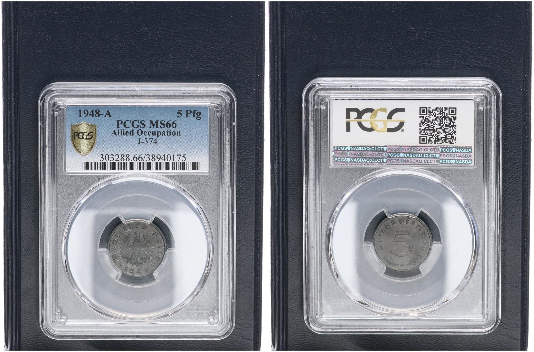 Allied Occupation 1948-A Alliierte Besetzung 5 Pfennig 1948 A Stempelglanz PCGS zertifiziert ...