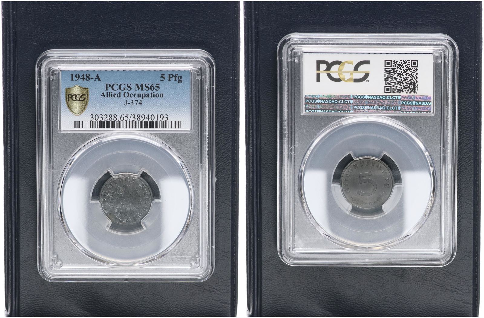 Allied Occupation 1948-A Alliierte Besetzung 5 Pfennig 1948 A Stempelglanz PCGS zertifiziert ...